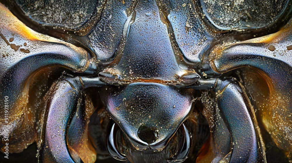 A magnified view of a beetleâ€™s exoskeleton is depicted in this photo ...