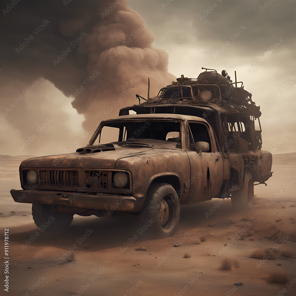 Post-Apocalyptic Landscape: A Wasteland of Rusted and Abandoned ...