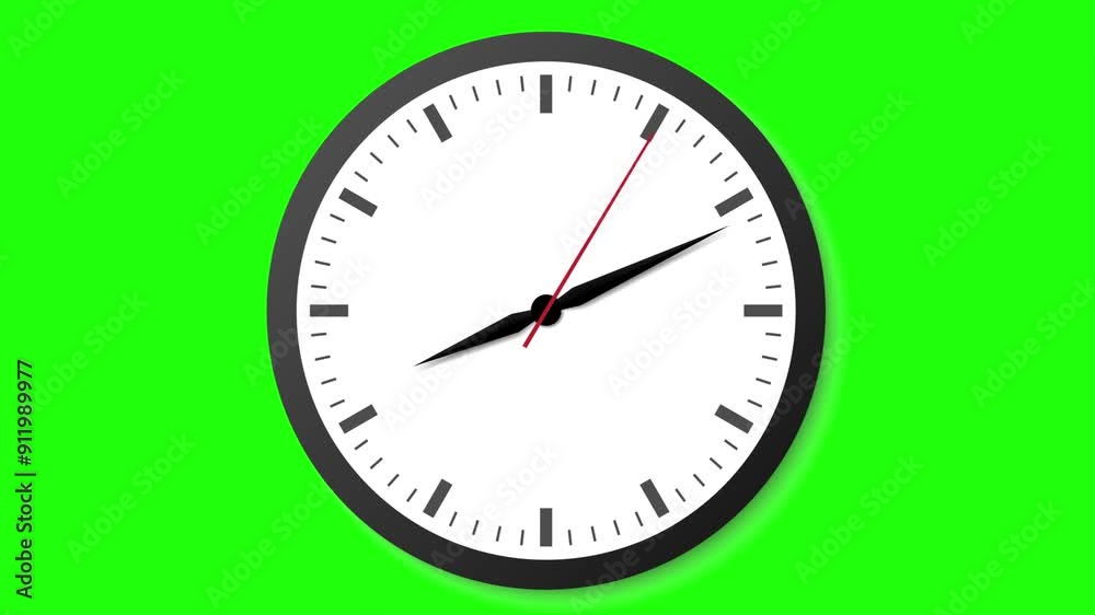 Digital clock and analog circle clock 24 hours animation. alarm clock ...