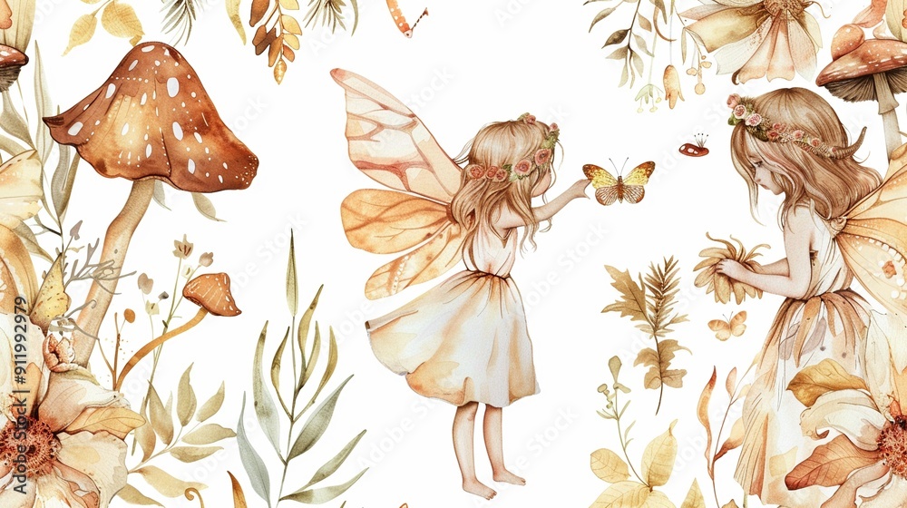 Fairy themed digital papers and backgrounds,Clipart, watercolor ...