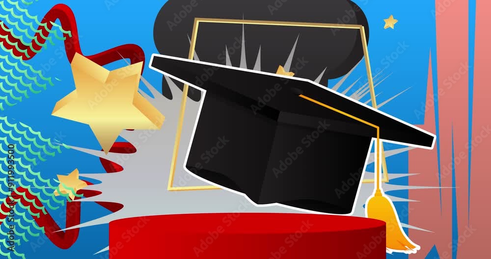 Mockup product display with Graduation Cap, mortar board. Animation ...