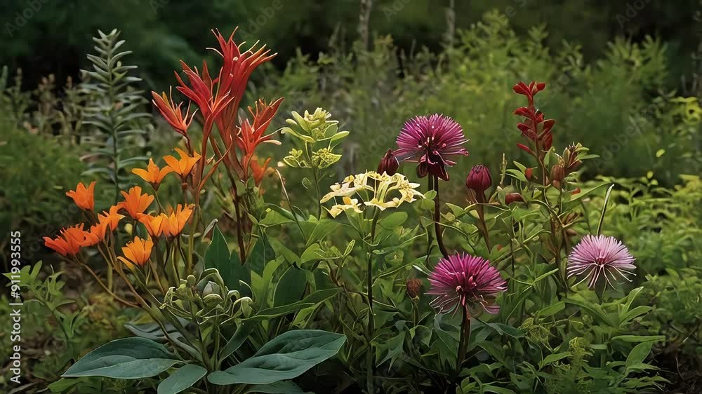 Native plant animation. Illustrating a variety of native plants ...