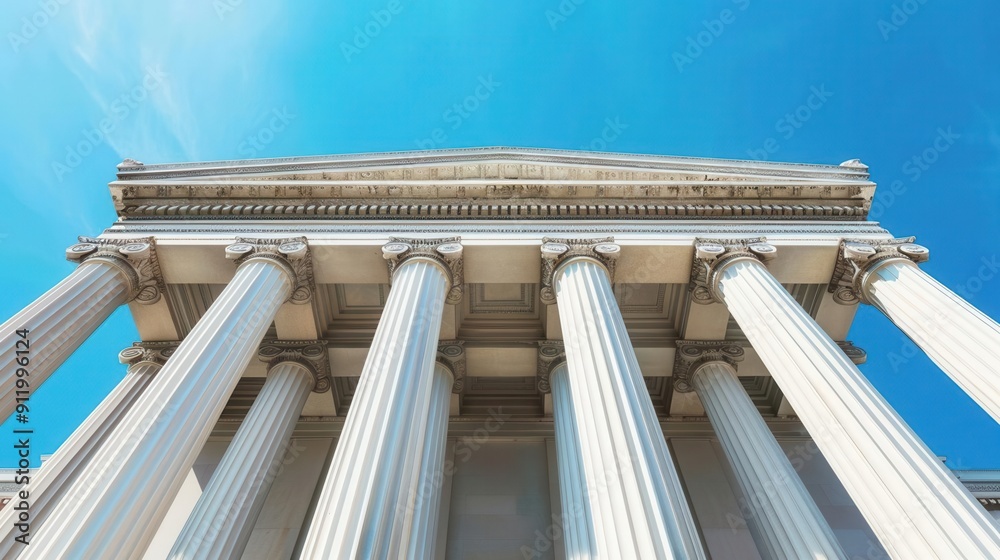 Neo-Classical architecture, grand columns, focus on, historical ...