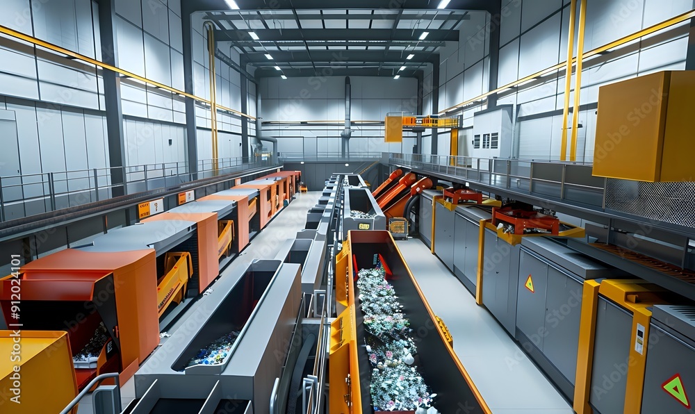 Waste Sorting Plant Processes Trash on Conveyor Belts with Recycling ...
