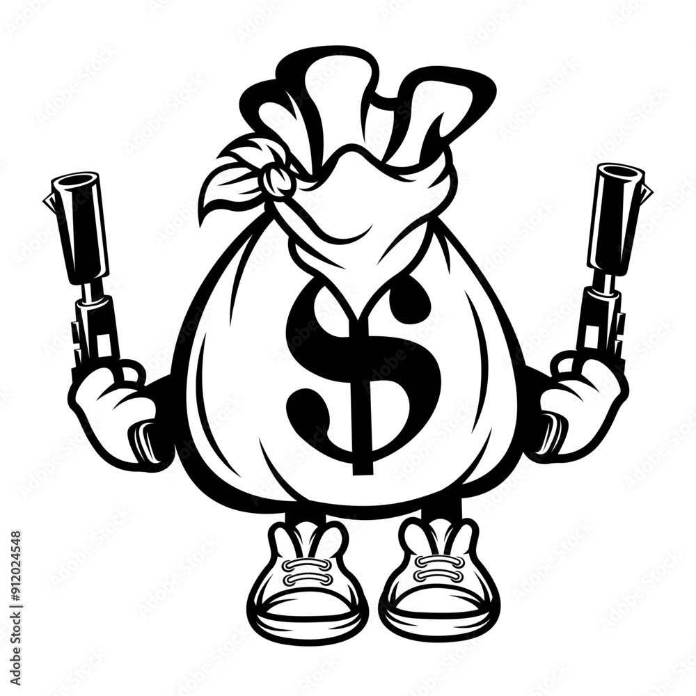 Money Bag Gangster | Money Bag | Money Bag with Gun | Dollar | Mafia ...