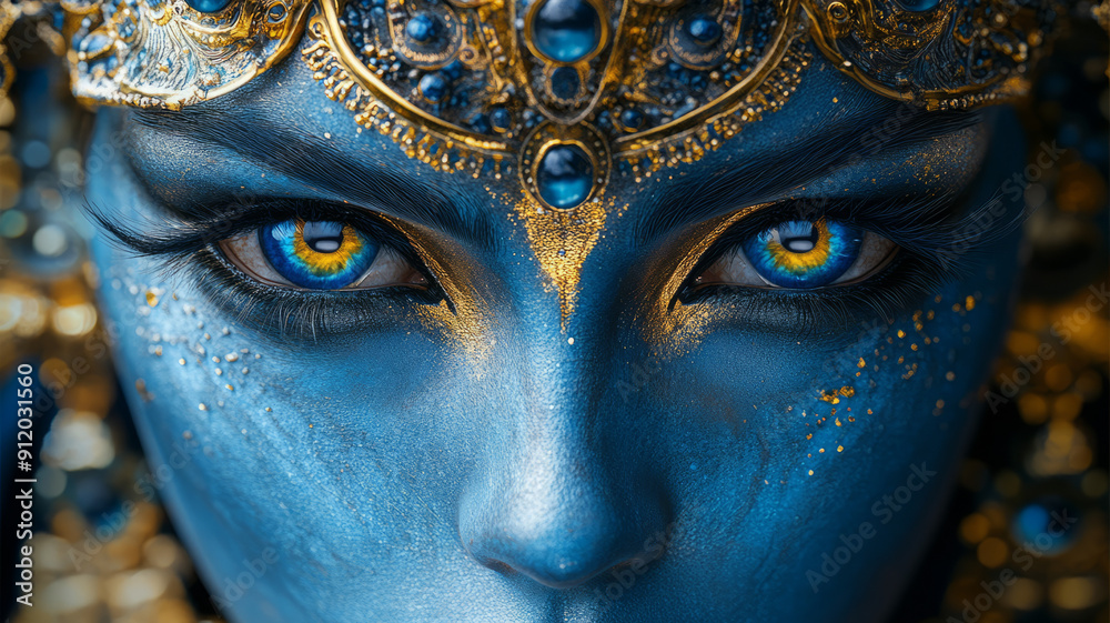 blue-skinned alien goddesses with gold makeup, surrounded by divinatory ...
