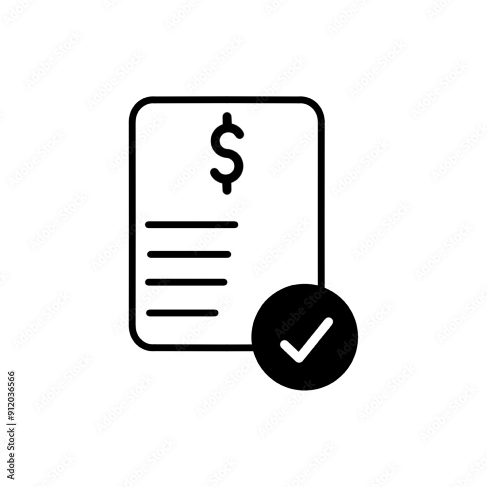 Banking transaction receipt black fill icon. Bill icon, Invoice symbol ...