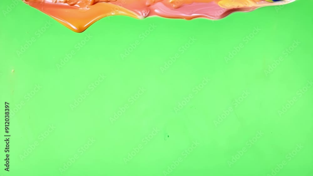 Slowly oozing from the brush the paint creates a mesmerizing drip ...