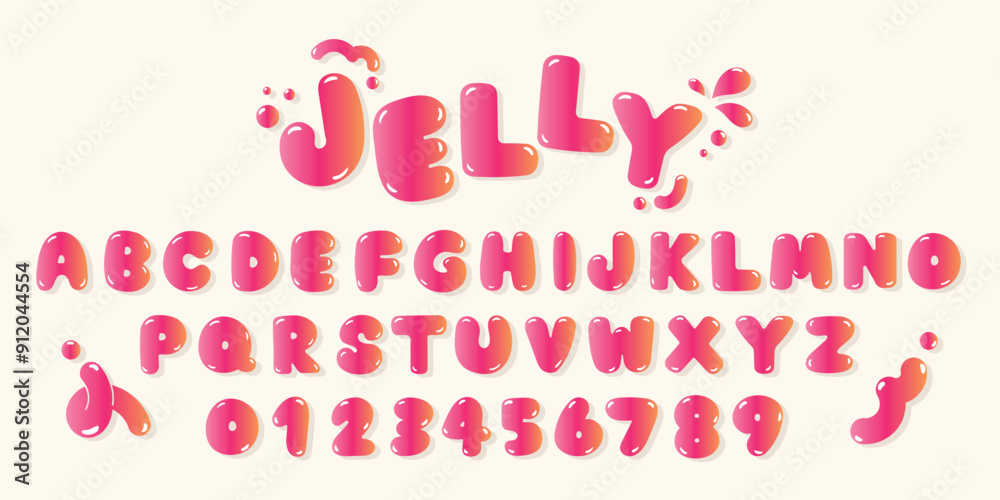 Cute hand drawn letters and numbers vector set. Bubble glossy style ...