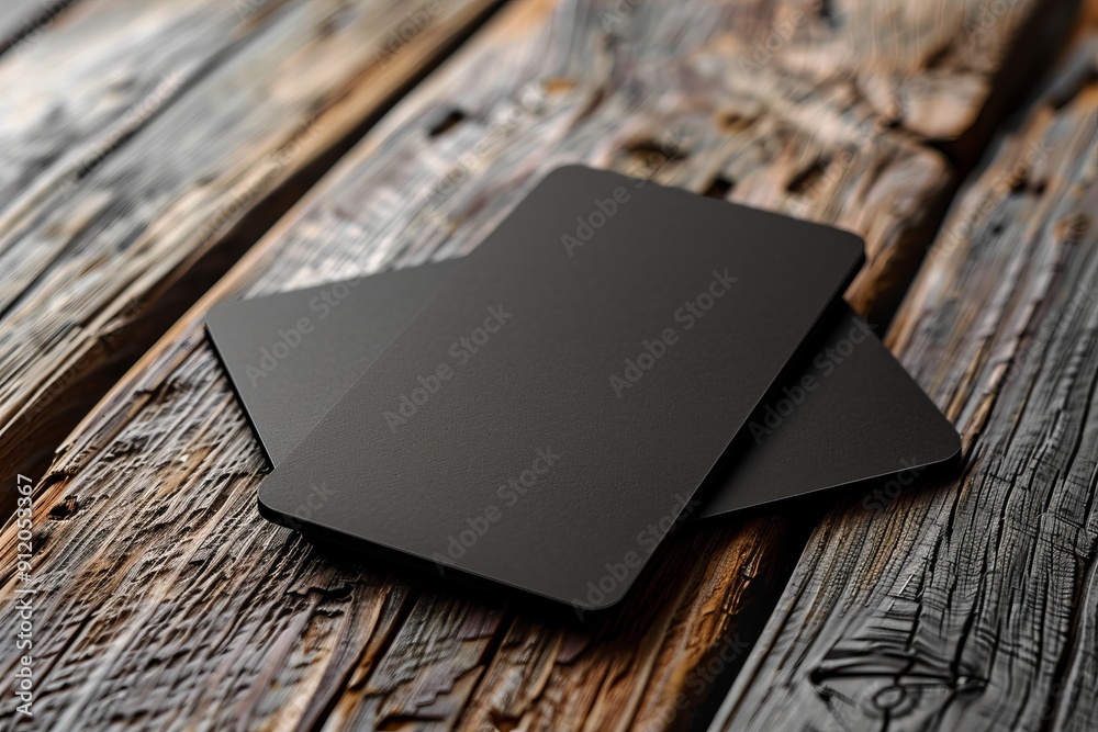 Blank black rectangular business card templates on a black background ...