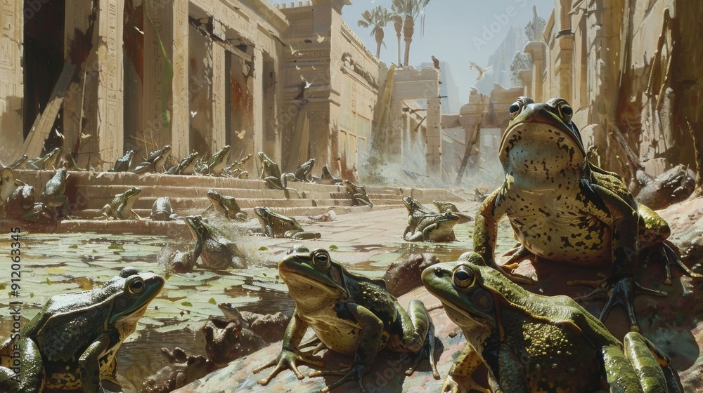 plague of toads in Egyptian temples Stock Illustration | Adobe Stock