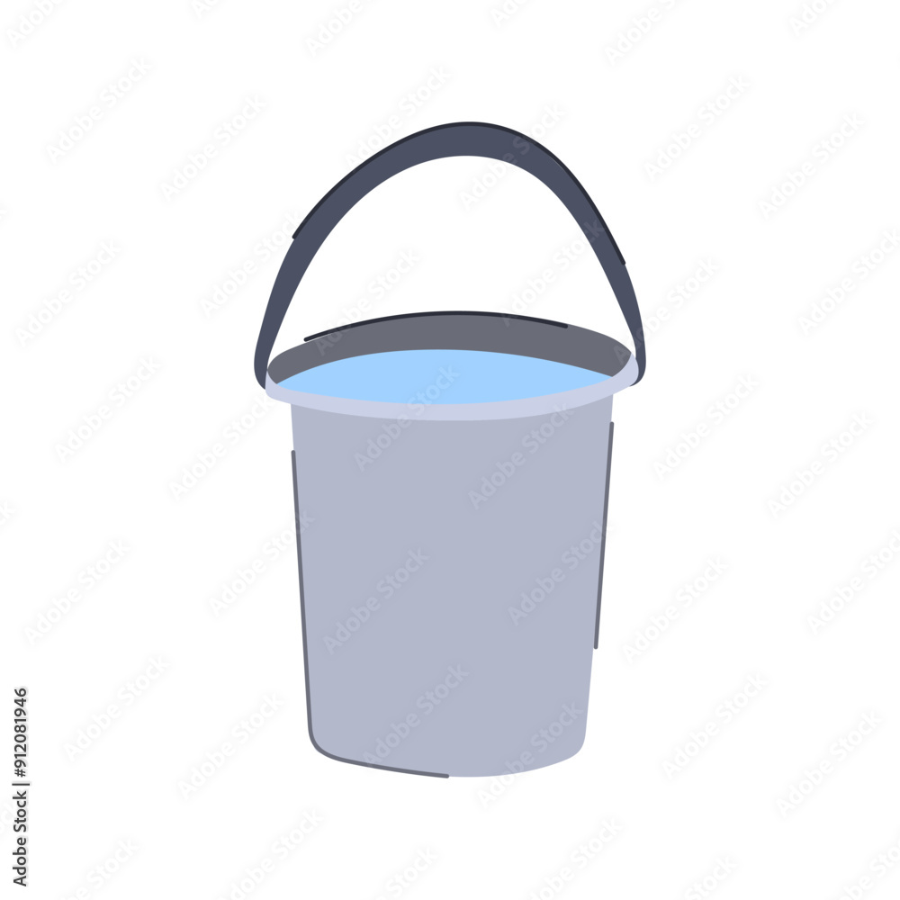 color bucket water cartoon. pot empty, handle basin, leak flood color ...