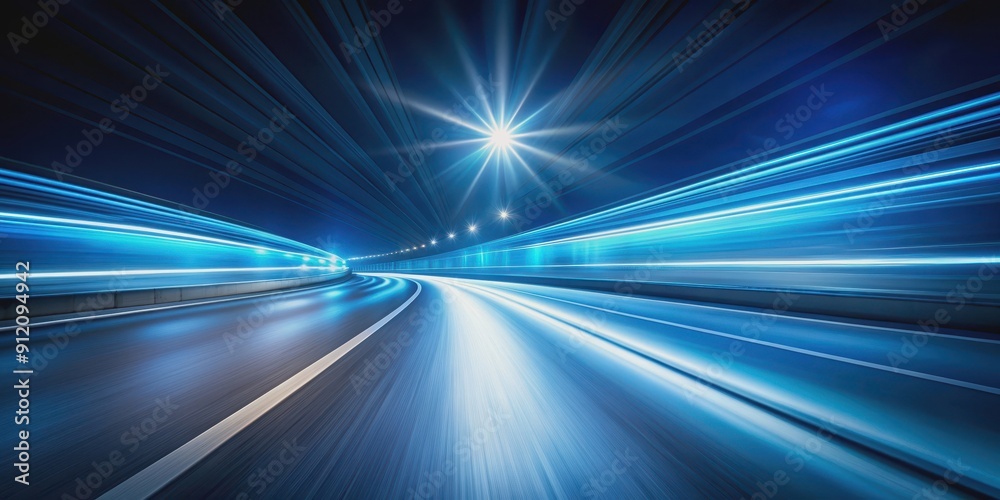 Acceleration speed motion on night road with light and stripes moving ...