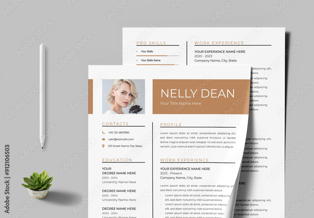 Professional Resume Template Layout Stock Template | Adobe Stock