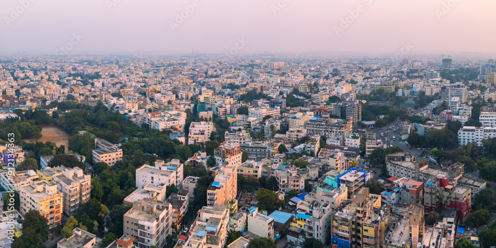 Skyline of Hyderabad city, is the fourth most populous city in India ...