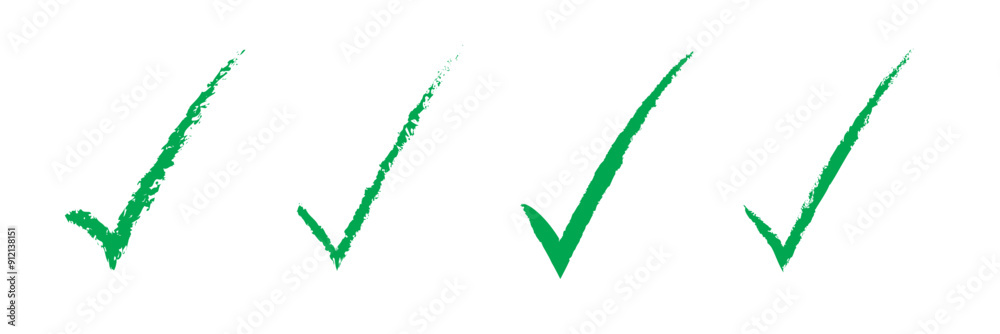 Green check mark and red cross icon set, circle, and square. Tick ...