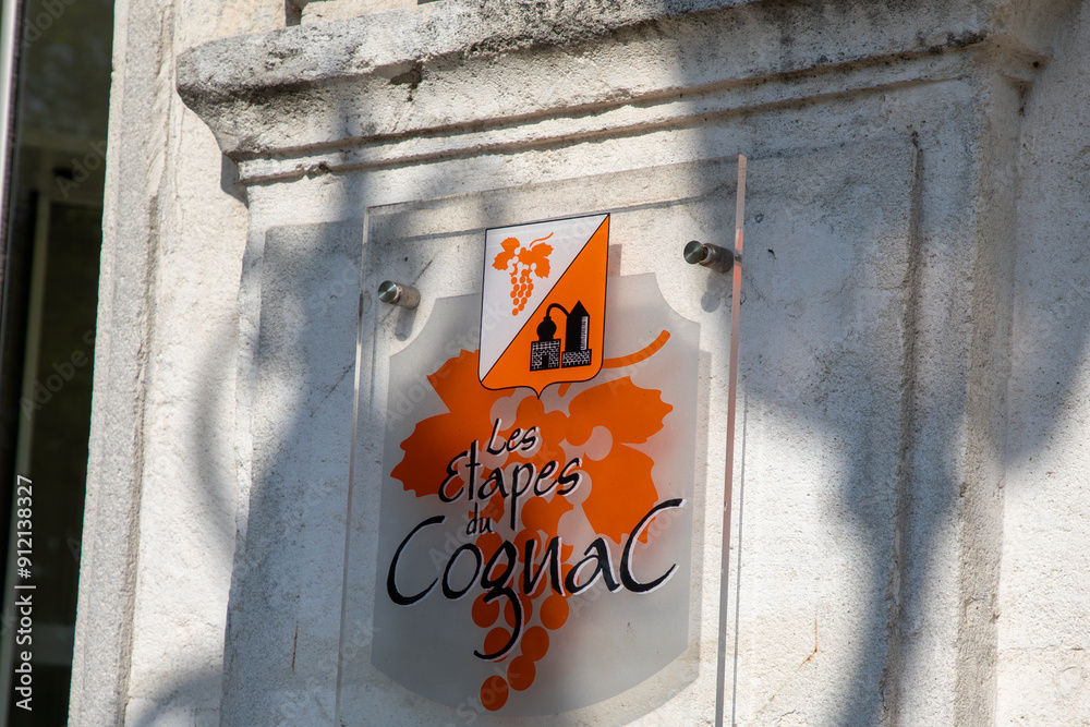 les etapes du cognac logo brand and text sign in french for road travel ...