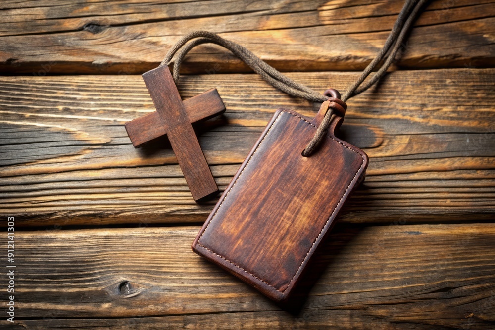 Christian missionary volunteer identification card tied to a worn ...