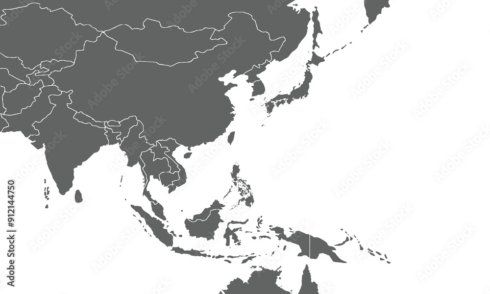 Asia map isolated on white background. for website layouts, background ...