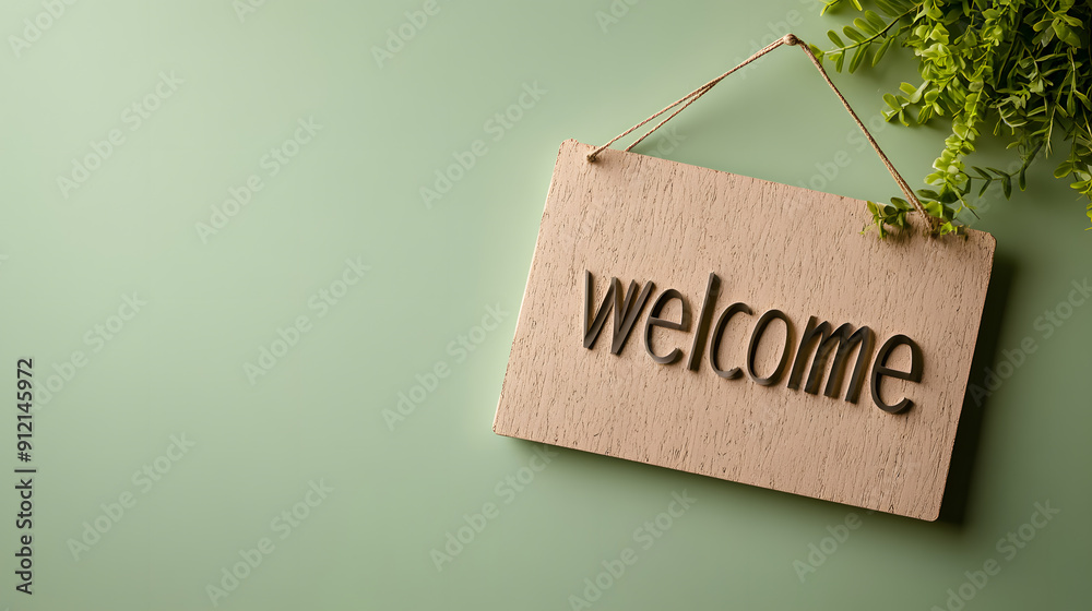 sign with text welcome recycled card board environmental business tag ...