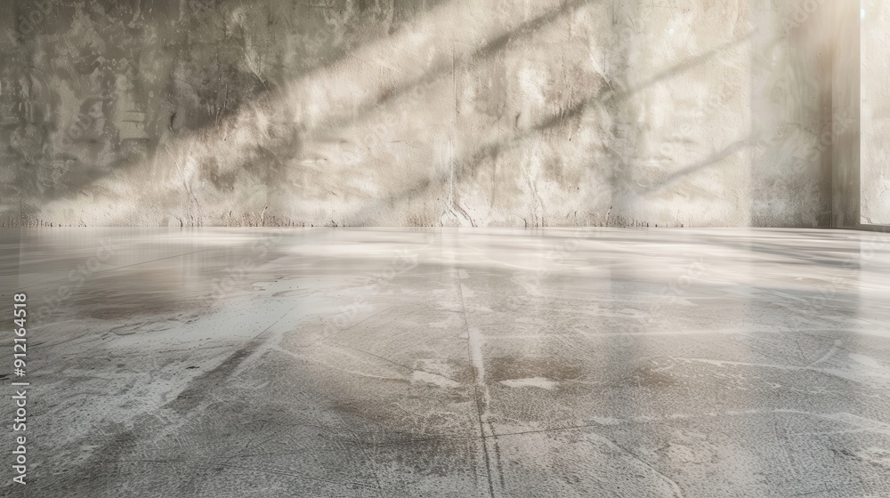 An empty floor background with a polished concrete surface, the space ...