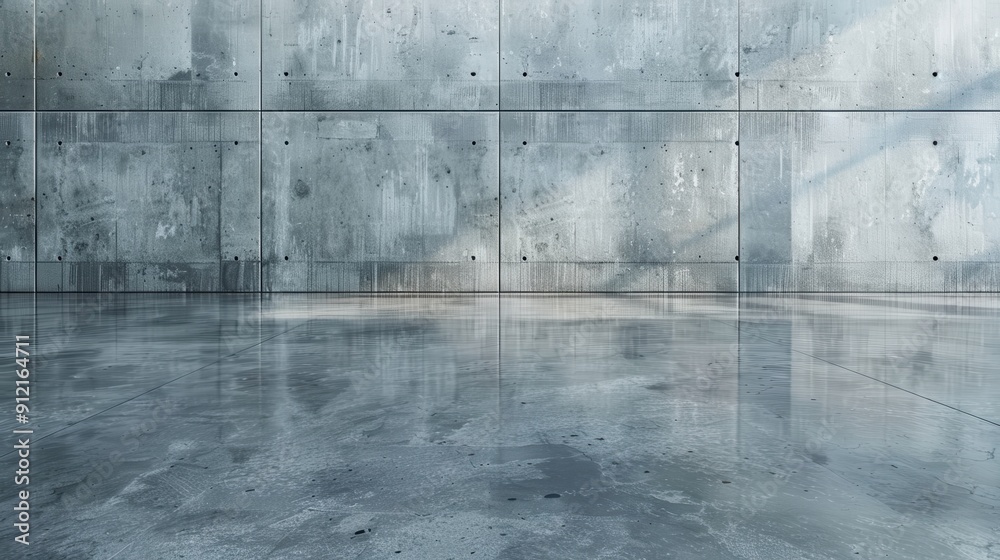 An empty floor background with a polished concrete surface, the space ...