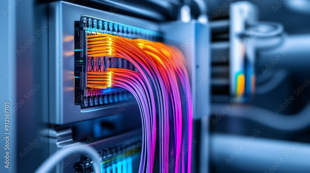 Detailed thermal image of electrical wiring inside a panel, showing ...