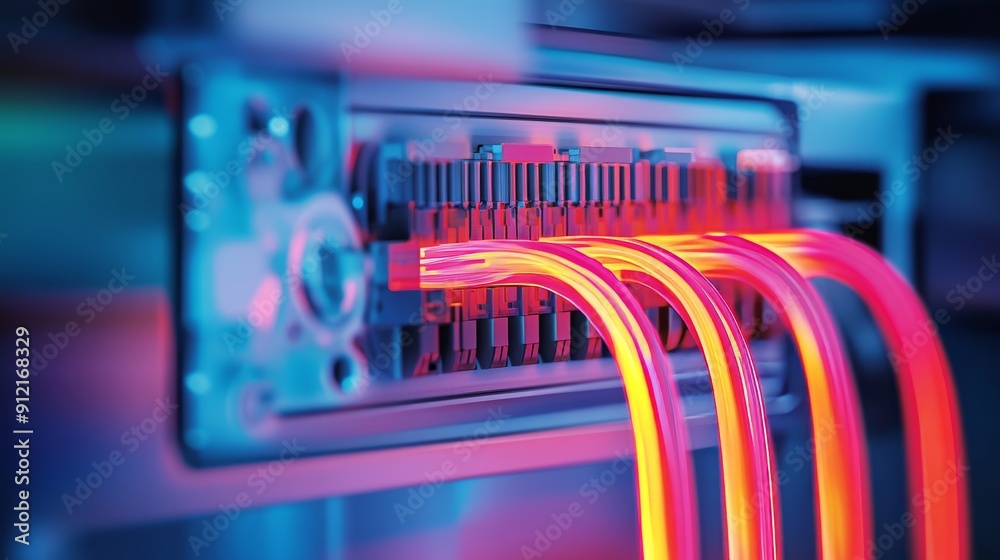 Detailed thermal image of electrical wiring inside a panel, showing ...