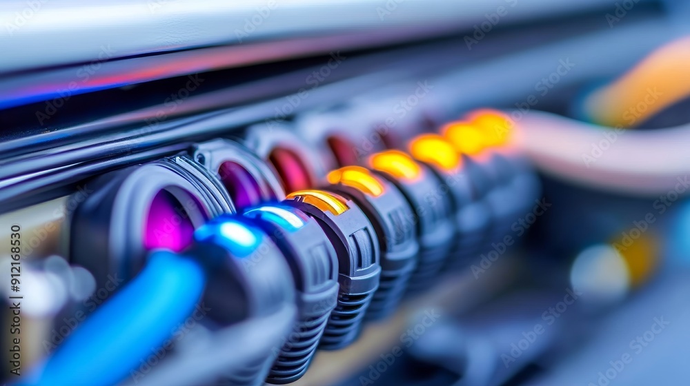 Detailed thermal image of electrical wiring inside a panel, showing ...
