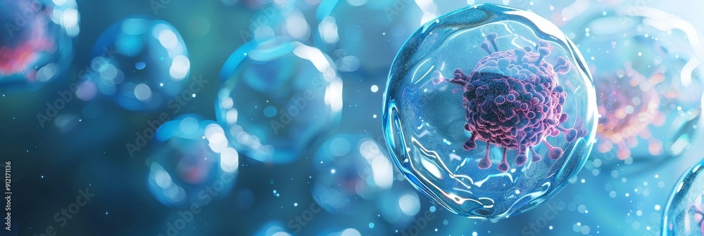 Microscopic View of a Virus Inside a Cell - A microscopic image of a ...