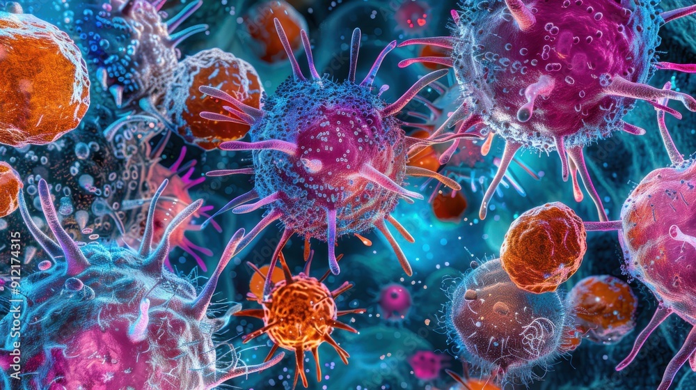 Produce a high-resolution image of leukocytes under a microscope ...