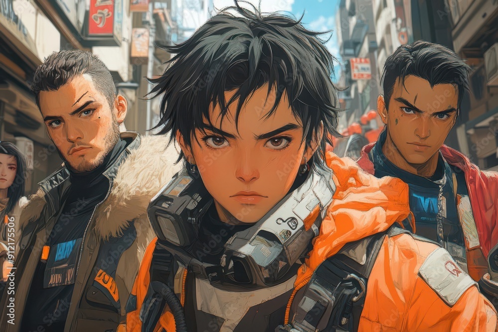 group of fierce anime male characters in dynamic poses diverse styles ...