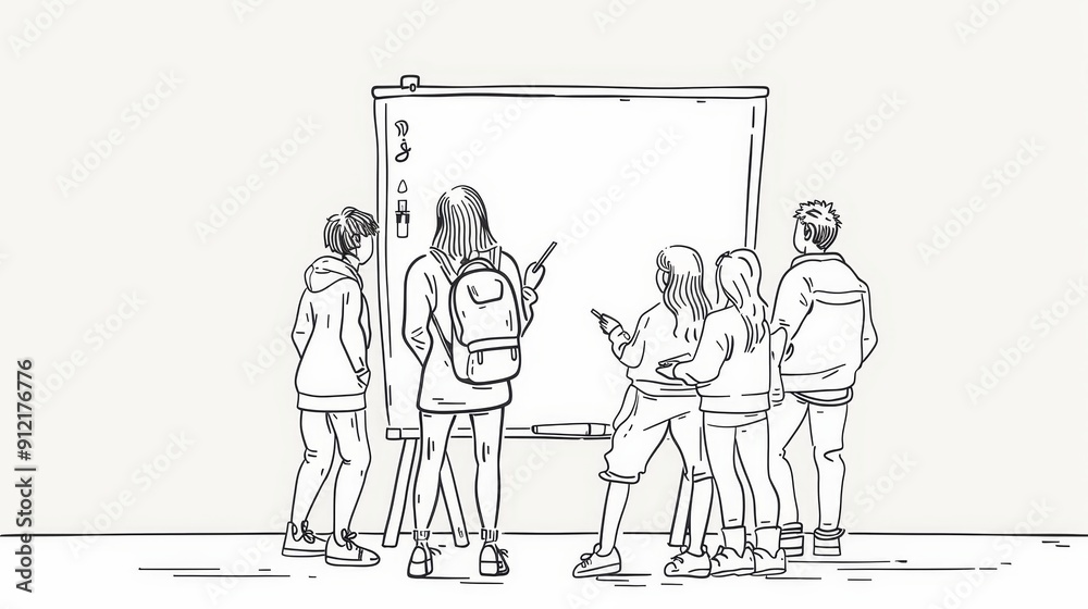 Students Gathered Around Whiteboard, Learning and Discussing - A group ...