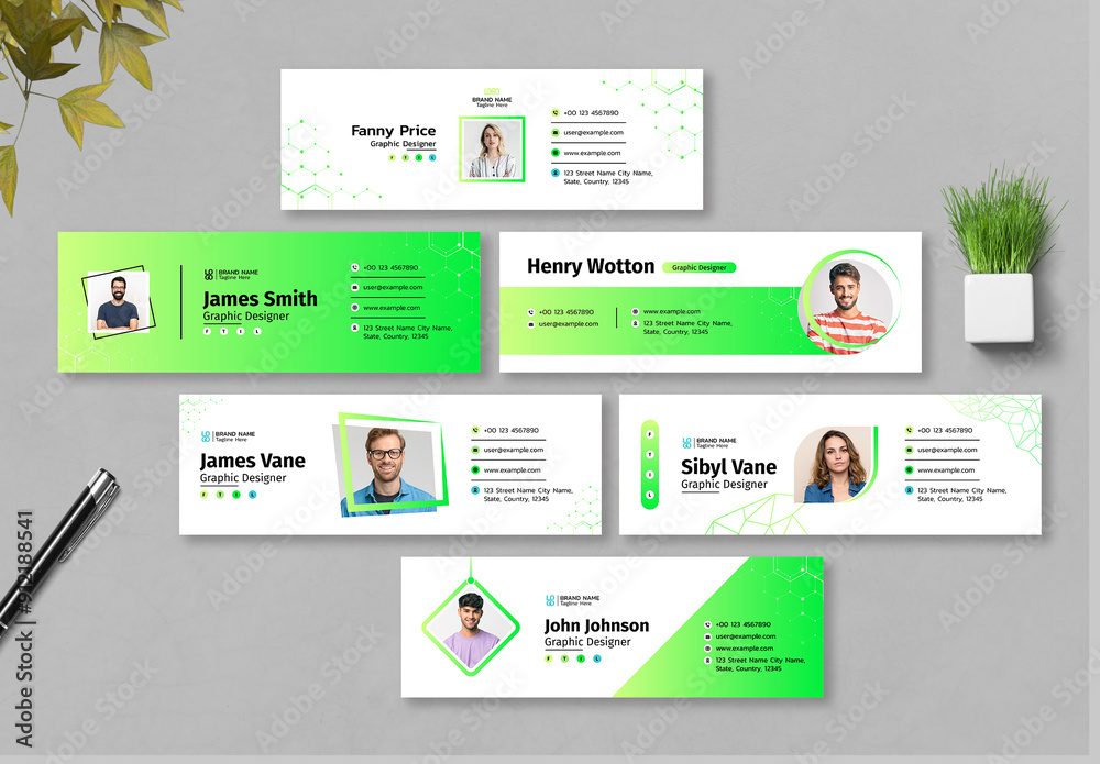 Email Signature Layout Set Stock Template | Adobe Stock