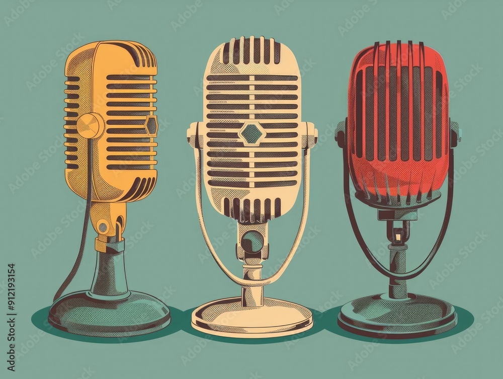Vintage microphone icons representing the nostalgic and timeless ...
