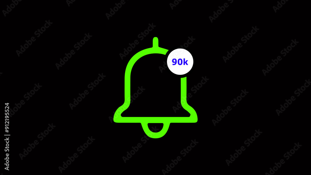 Neon bell icon. Glowing neon bell sign, outline notification pictogram ...