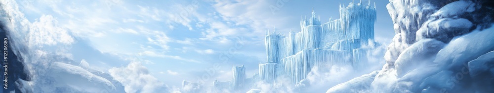 Frosty Citadel: An Animated Snow Scene with Towering Ice Castles in a ...