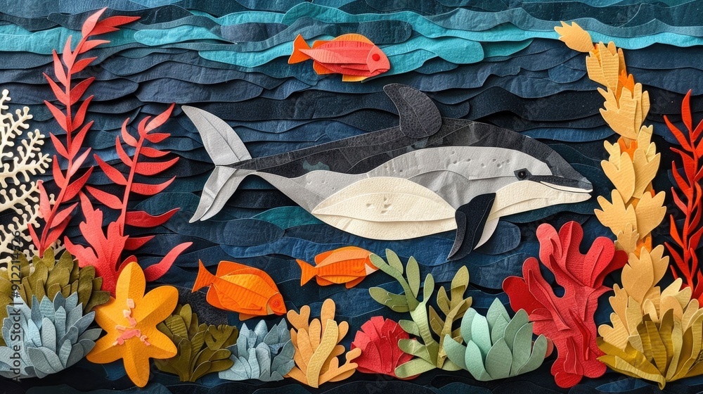 Detailed Cut Out Collage Depicting a Vibrant Underwater Marine ...