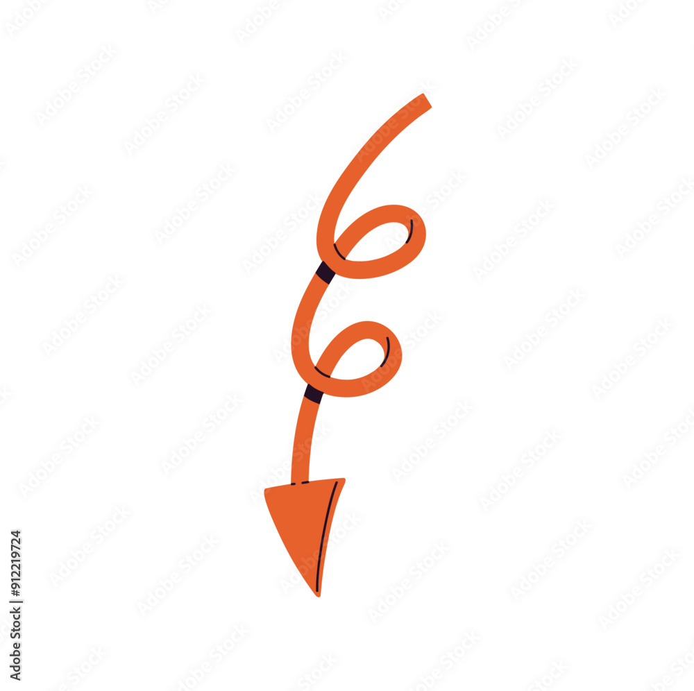 Twisted line with loops showing downward. Curve with arrow pointing ...