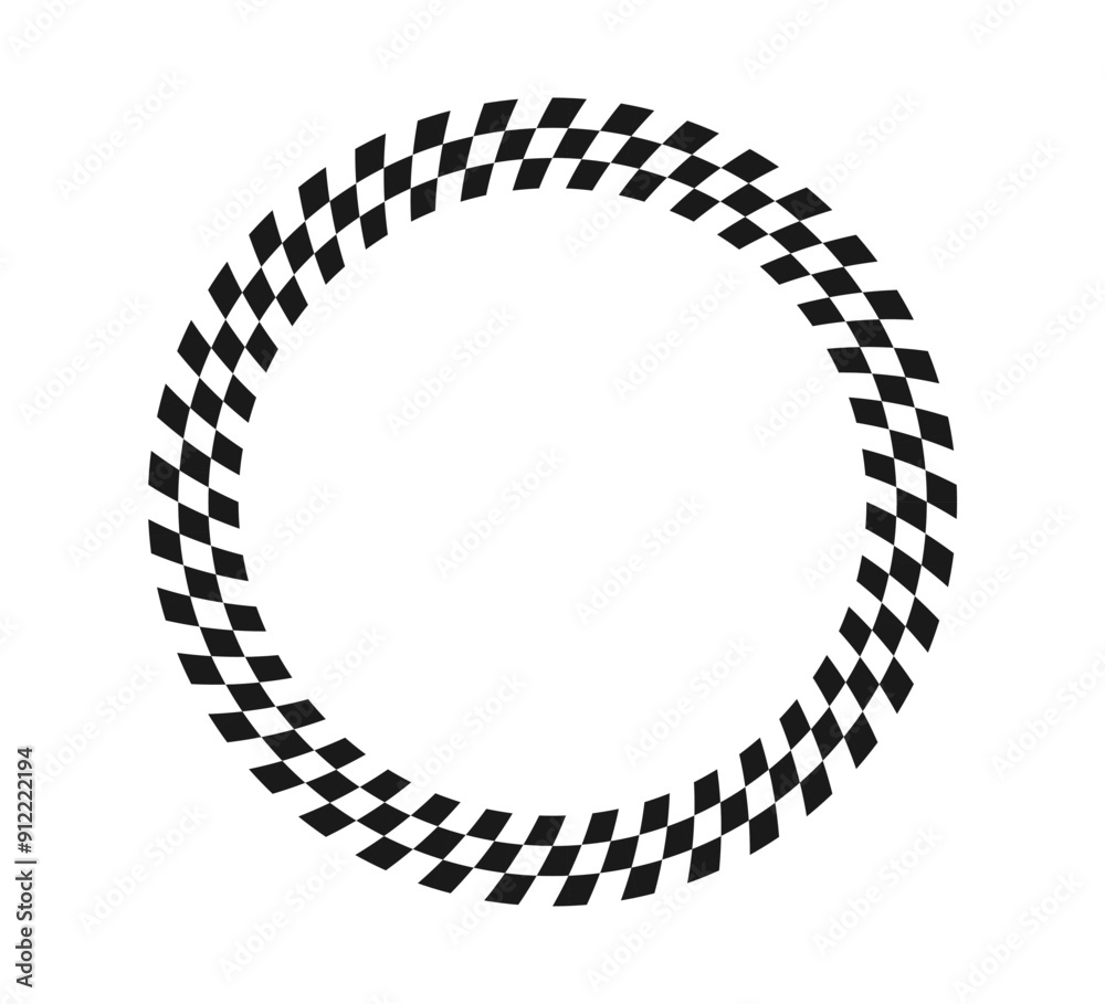 Checkered circle frame. Circle race checker flag pattern. Checkerboard ...