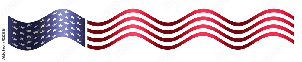 Dynamic, flowing American flag in a wavy form that makes it ideal as a ...