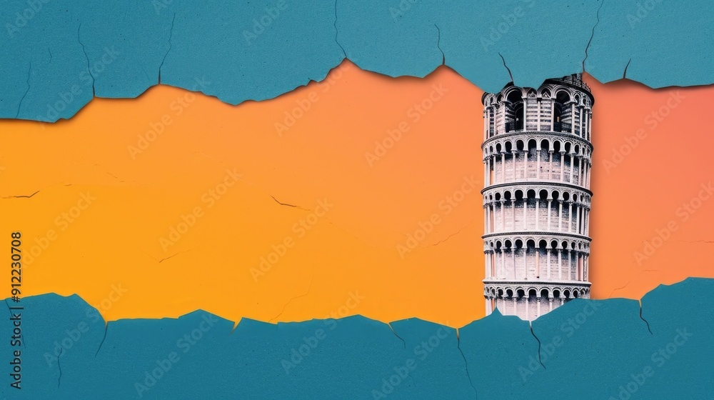 Iconic Italian Landmark Collage with Striking Leaning Tower of Pisa ...