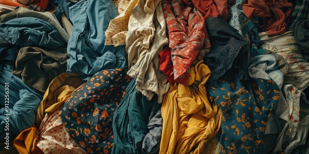 Fabric Waste Heap of Vintage Clothing Fast Fashion and Recycling ...