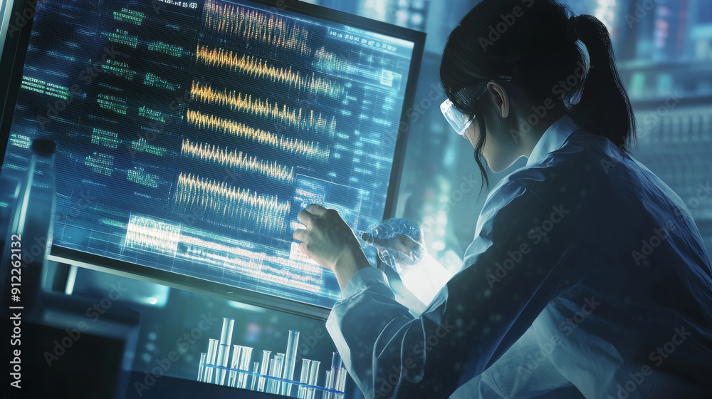 Scientists use virtual screens and tubes in a genetic engineering lab ...