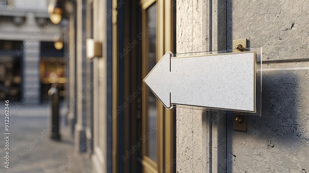 Blank arrow store signage design mockup isolated, granite badge clear ...