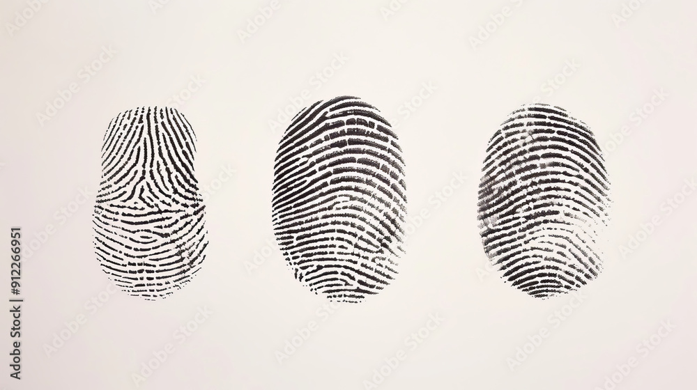 The image shows three fingerprints on a white background. The clear ...