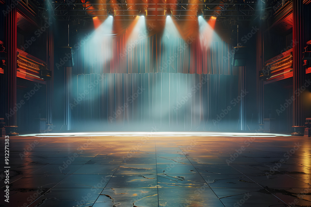 Theater stage light background with spotlight illuminated stage for ...