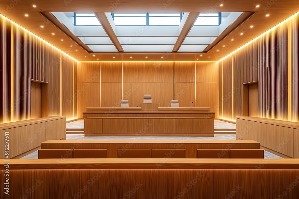 modern courtroom interior sleek design with wood accents empty judges ...