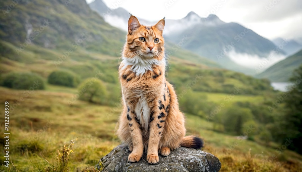 Highland Majesty: A captivating portrait of a majestic Wildcat perched ...