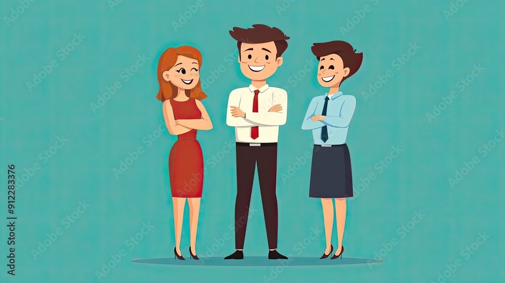 Body language flat design front view psychology theme cartoon drawing ...